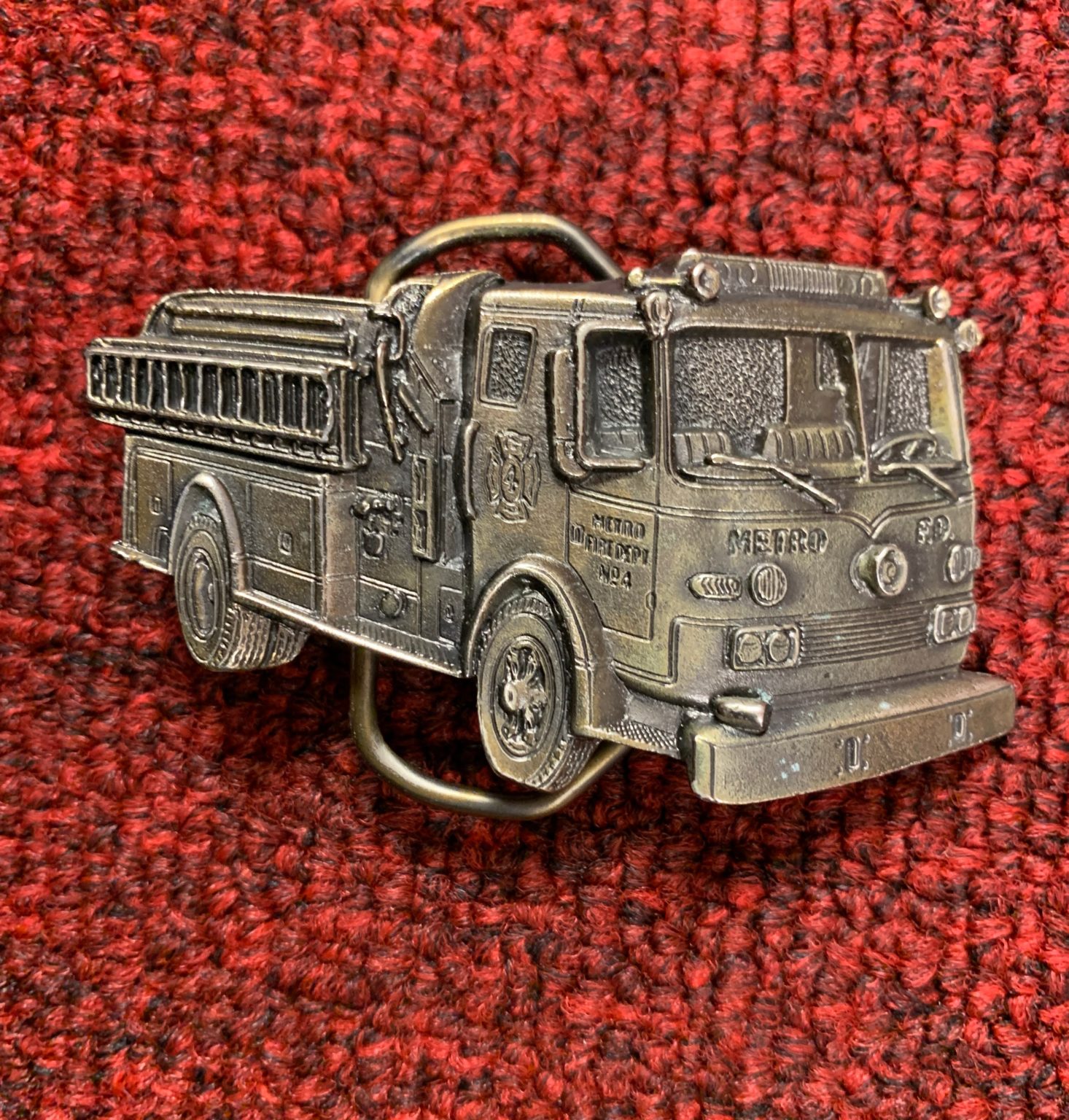 Belt Buckle - Metro Fire Engine, Antique Brass - The Fire Bell