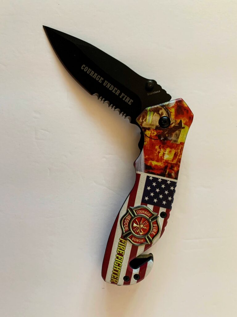 Pocket Knife - Firefighter Courage Under Fire - The Fire Bell