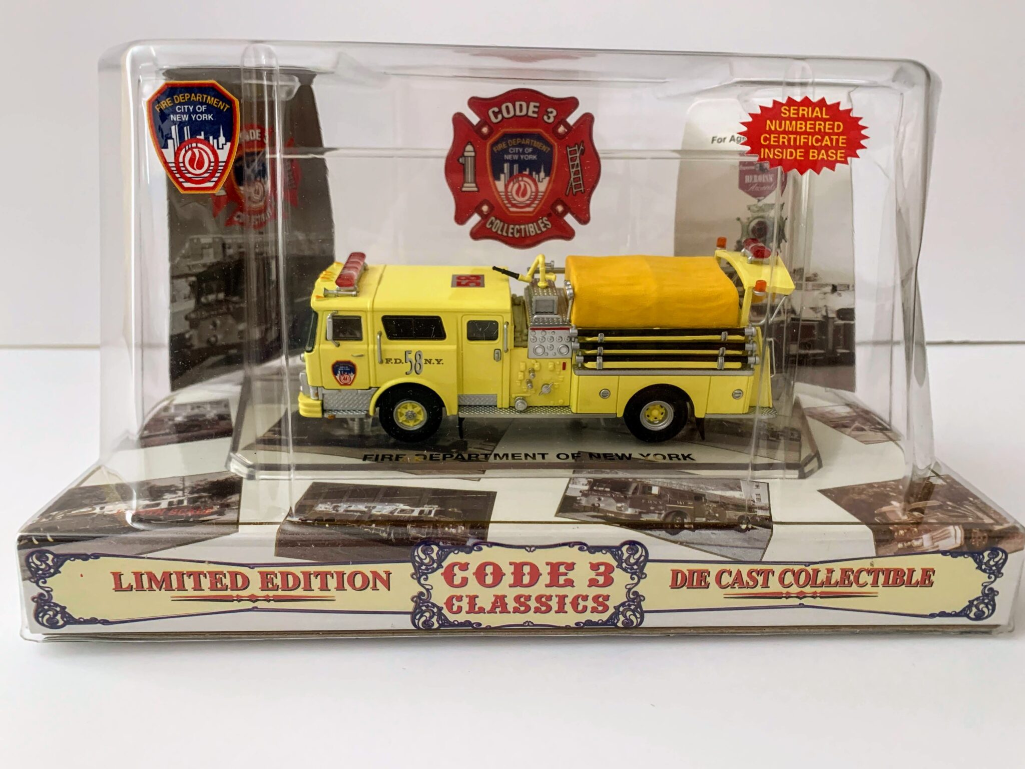 Code 3 - FDNY Mack CF Pumper 58, Yellow - The Fire Bell