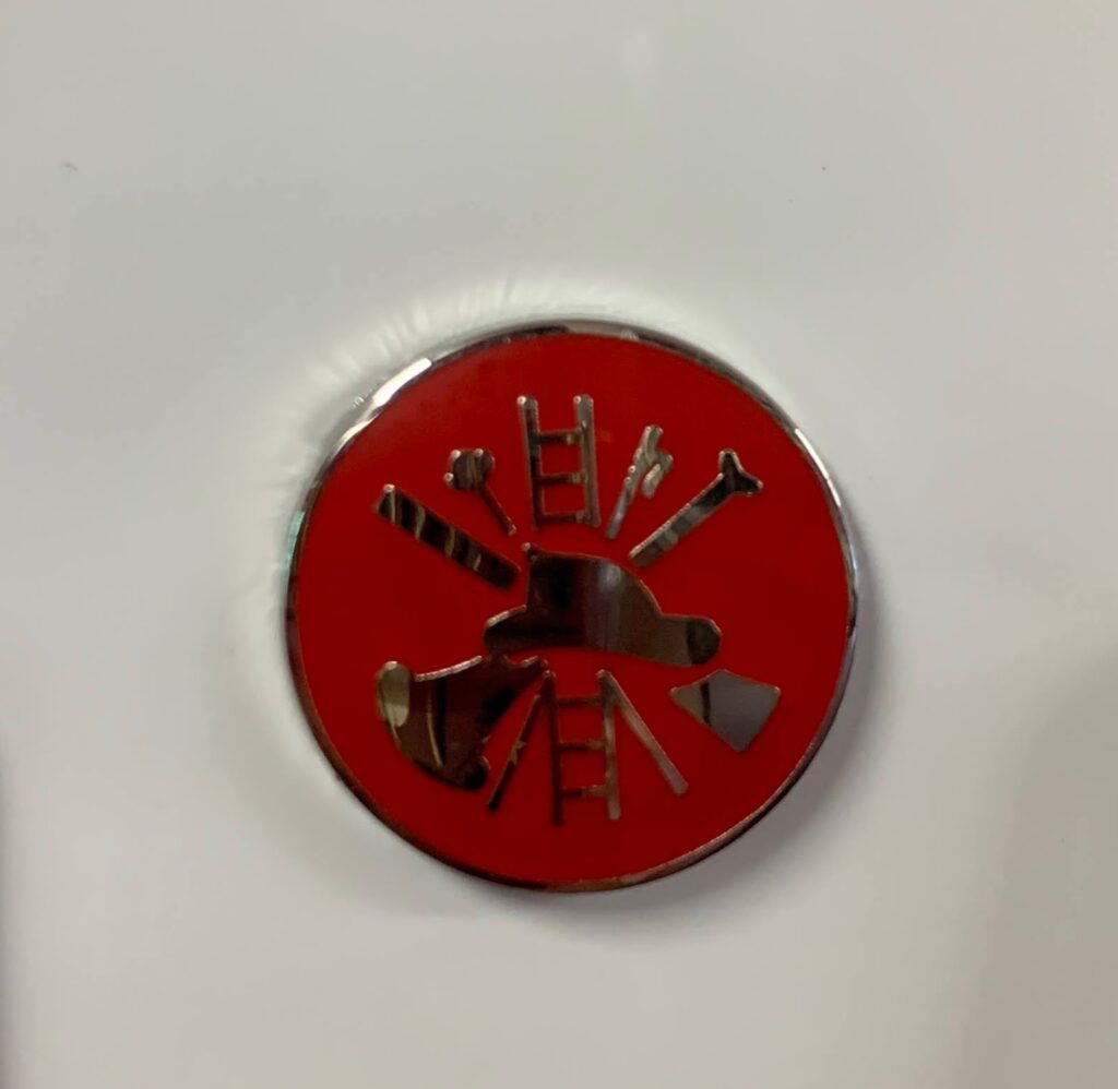 Lapel Pin - Firefighter's Tools of the Trade, Red - The Fire Bell