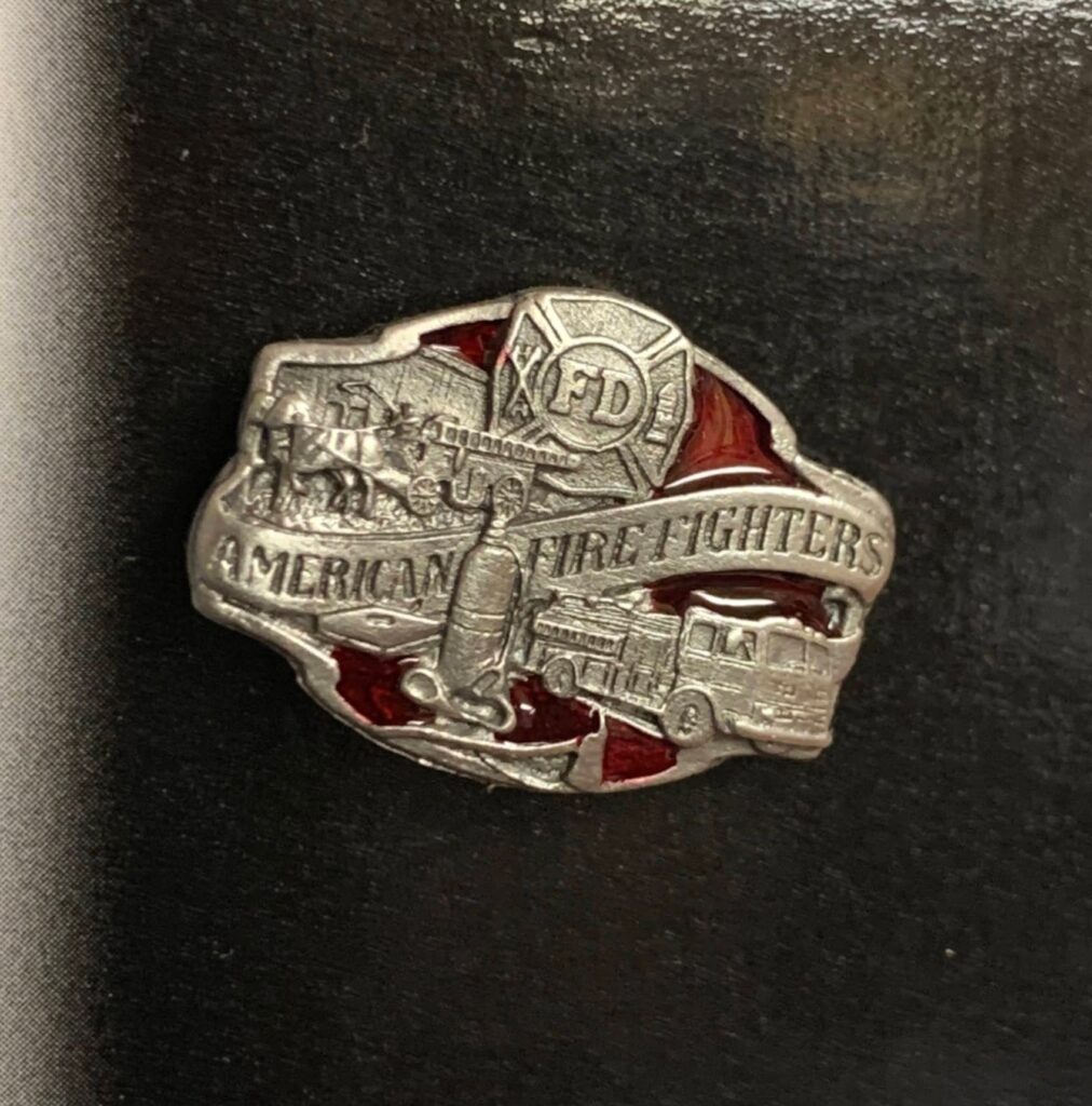 Lapel Pin - American Firefighter, Pewter w/ Enamel - The Fire Bell