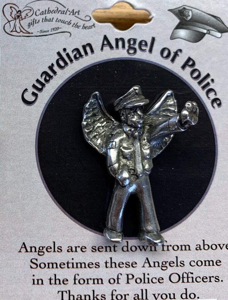 Visor Pin - Guardian Angel Police, Silver Tone - The Fire Bell