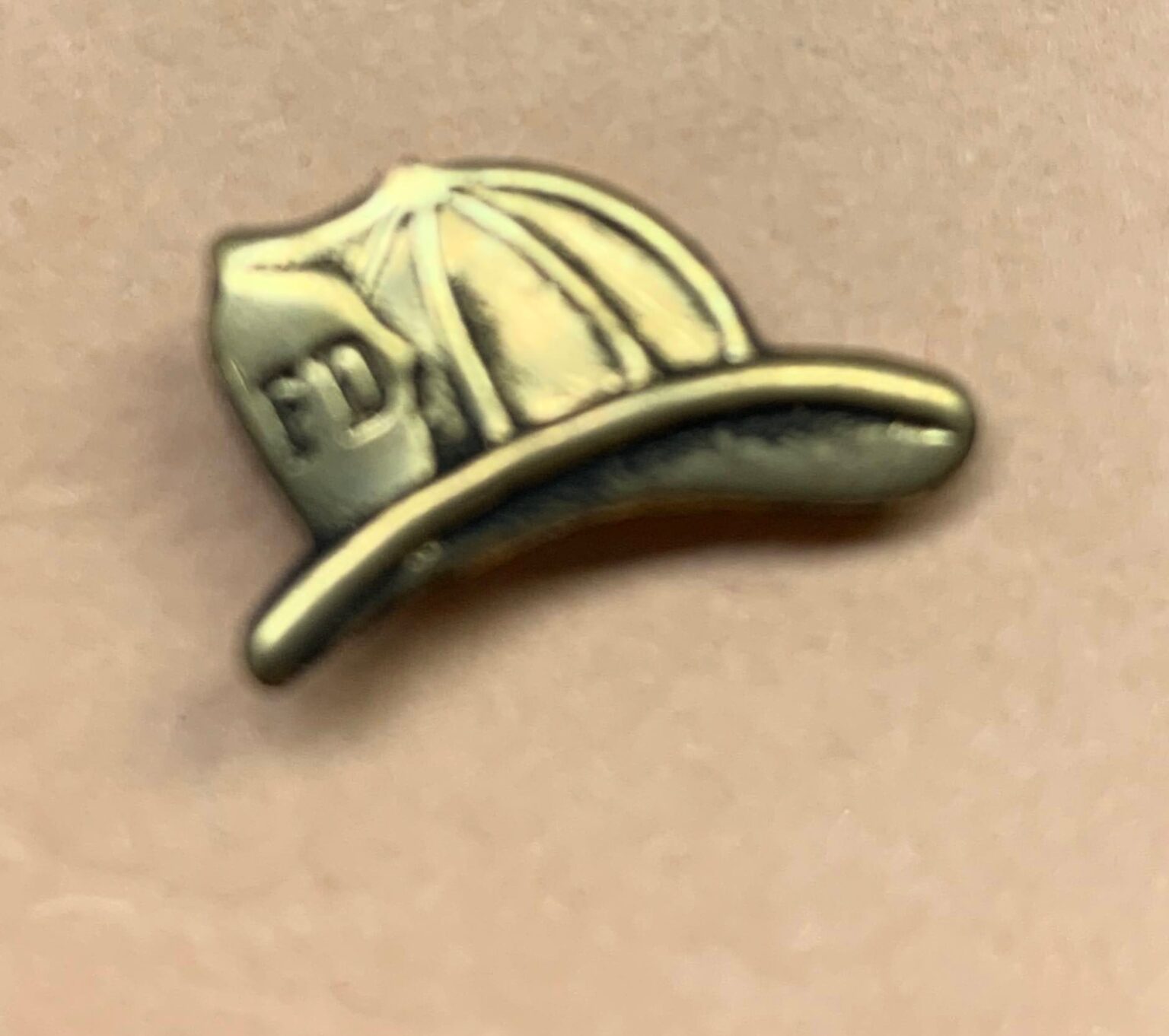 Lapel Pin - Antique Brass Fire Helmet - The Fire Bell