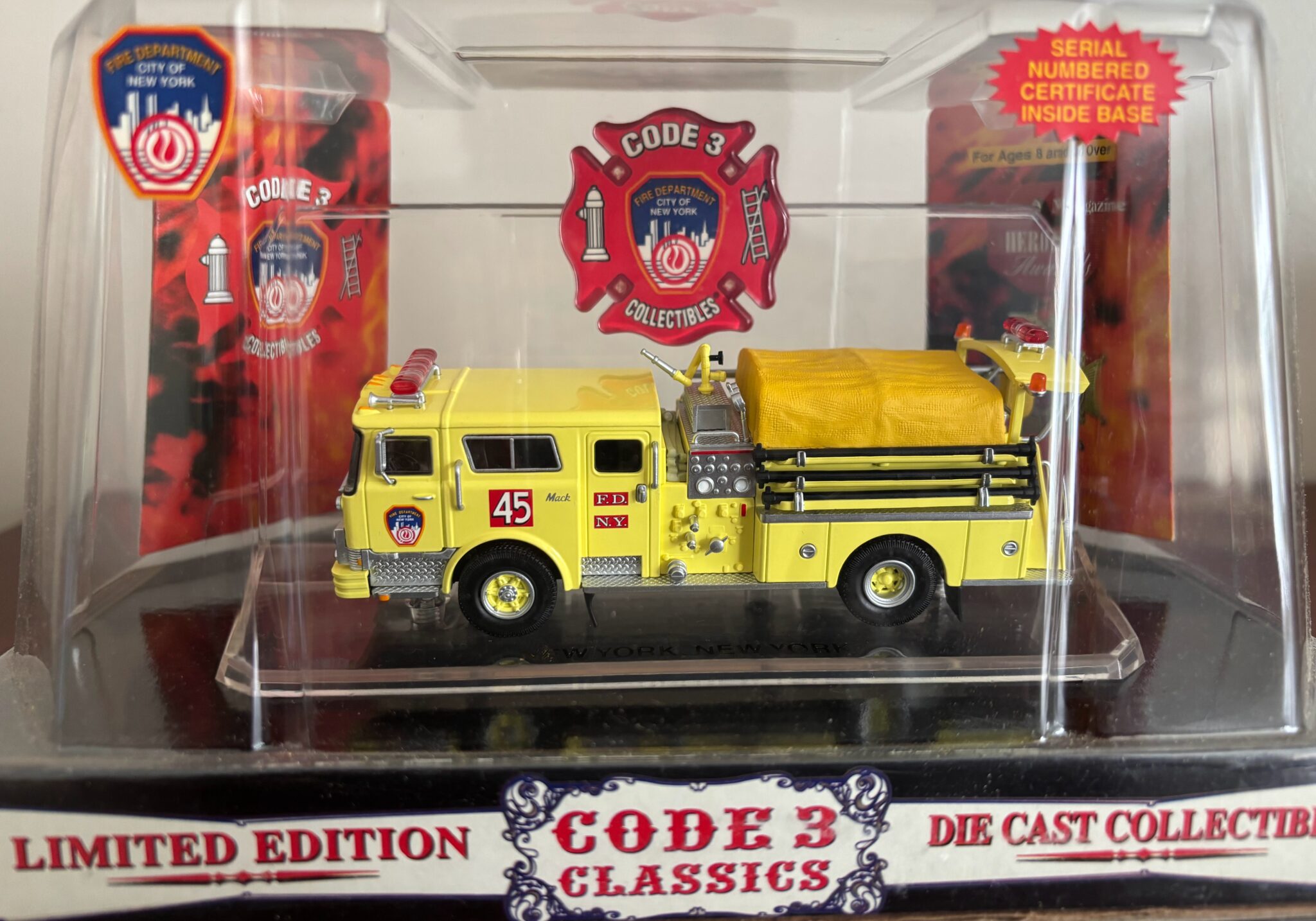 Code 3 - FDNY Mack CF Pumper 45, Yellow - The Fire Bell